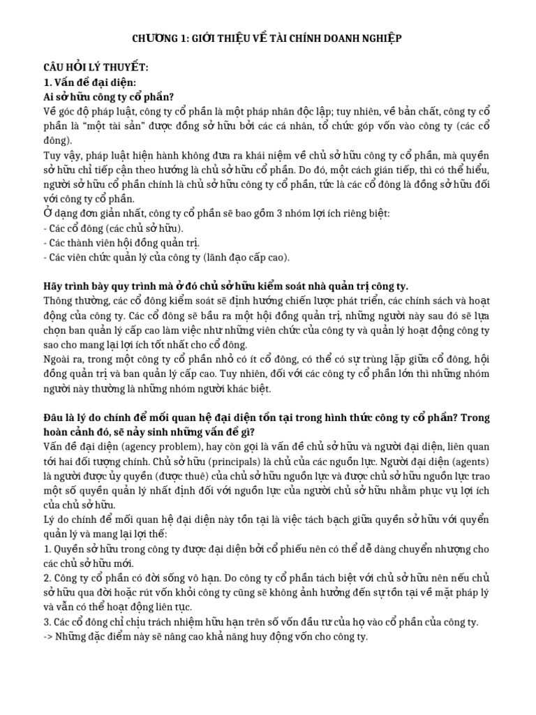 Cau Hoi Ly Thuyet C1 - TCDN | PDF