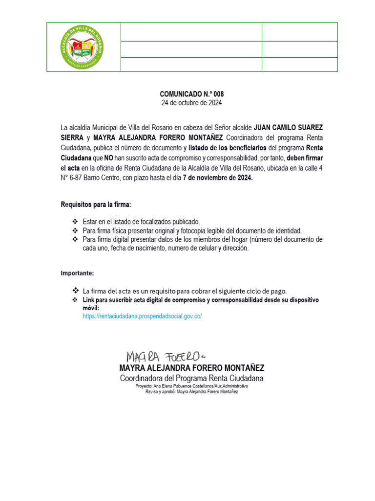 Comunicado 008 2024 | PDF