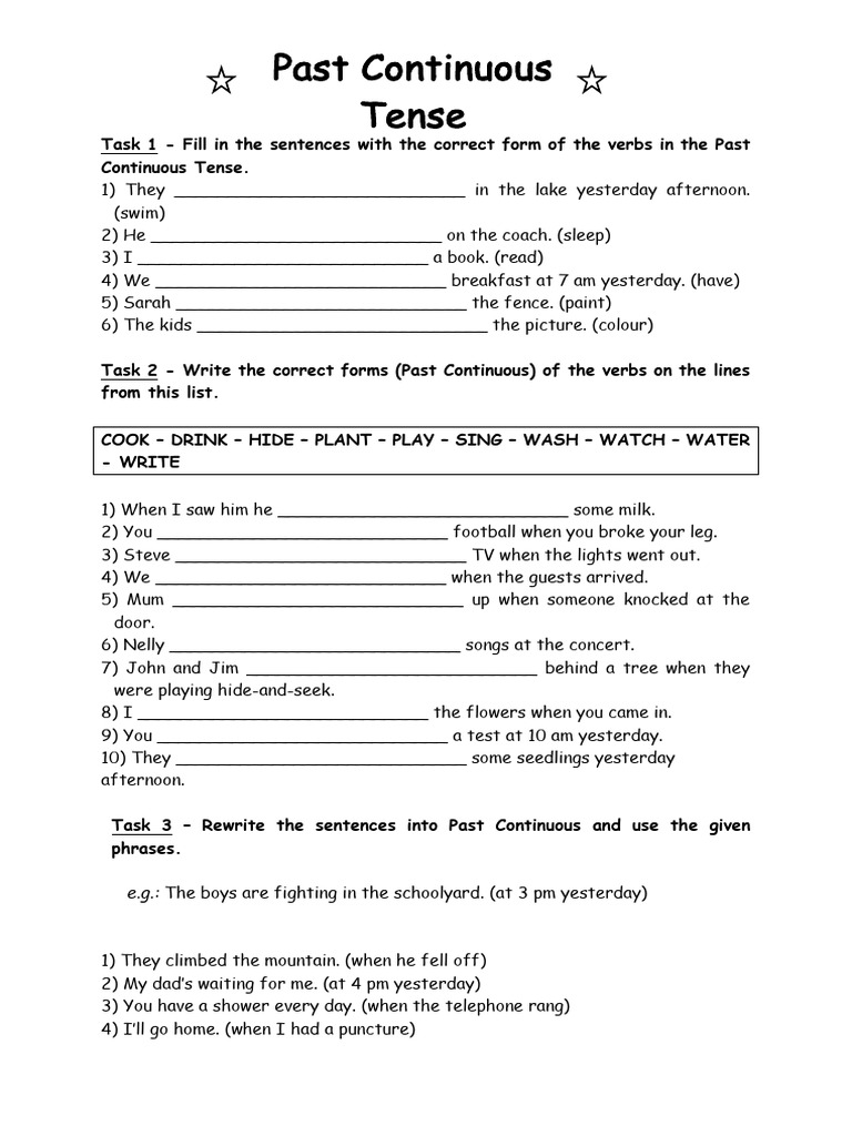 Past Continuous TP | PDF | Linguistics | Grammar