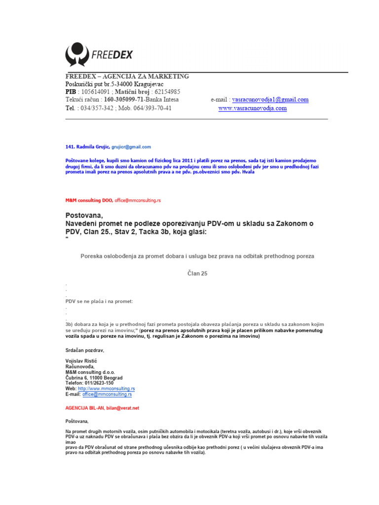 Vasa Pitanja I Odgovori-Presek Sa 25.03.2015 | PDF