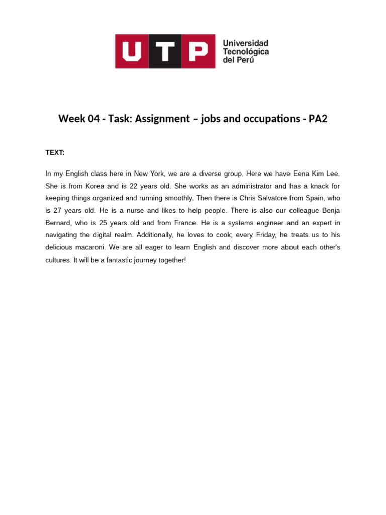Inglés Week4 PA2 | PDF