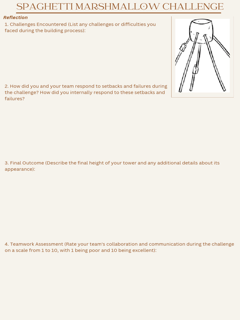 Spaghetti Marshmallow Challenge Worksheet | PDF