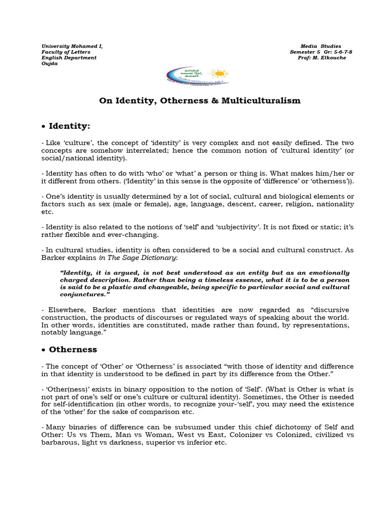 On Identity, Otherness & Multiculturalism | PDF | Multiculturalism ...