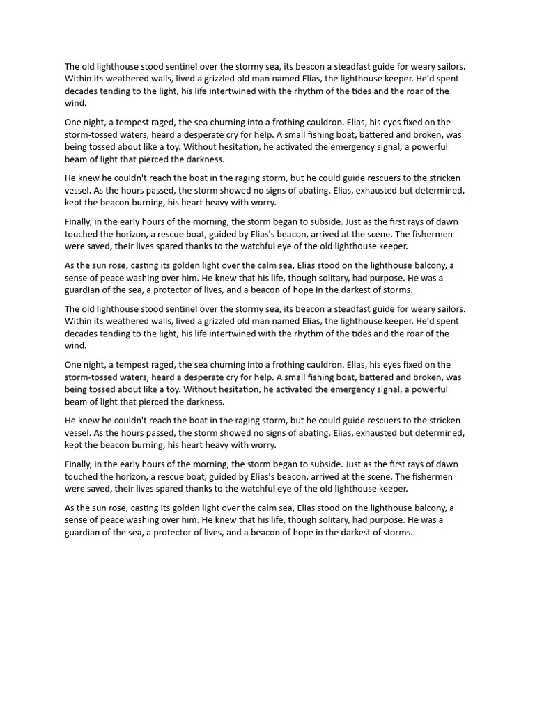 The Old Lighthouse Stood Sentinel Over The Stormy Sea | PDF | Lighthouse