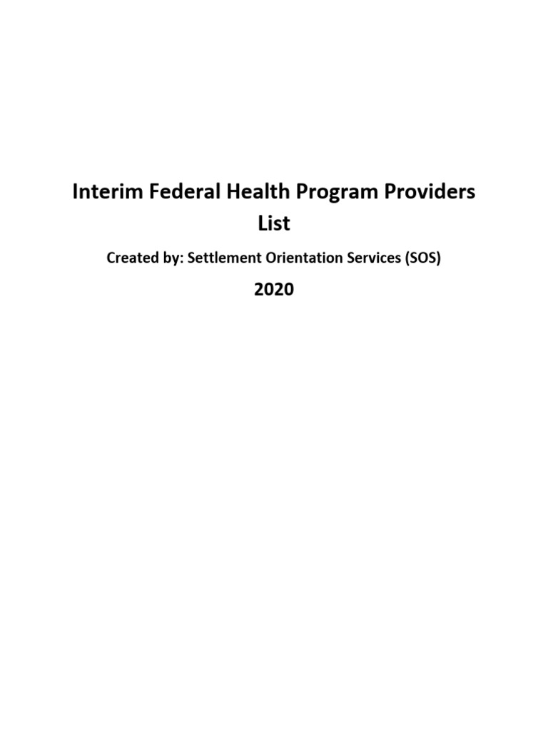 Interim Federal Health Program Providers List | PDF | Optometry ...