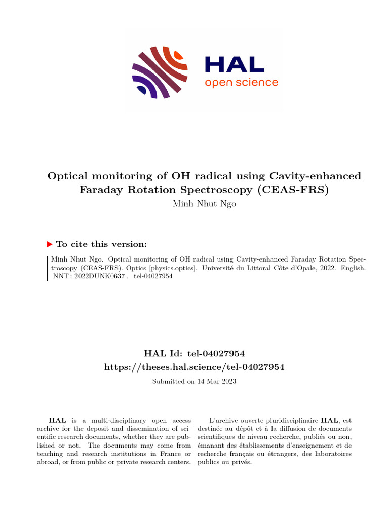 These-Optical Monitoring of OH Radical Using Cavity-Enhanced | PDF ...