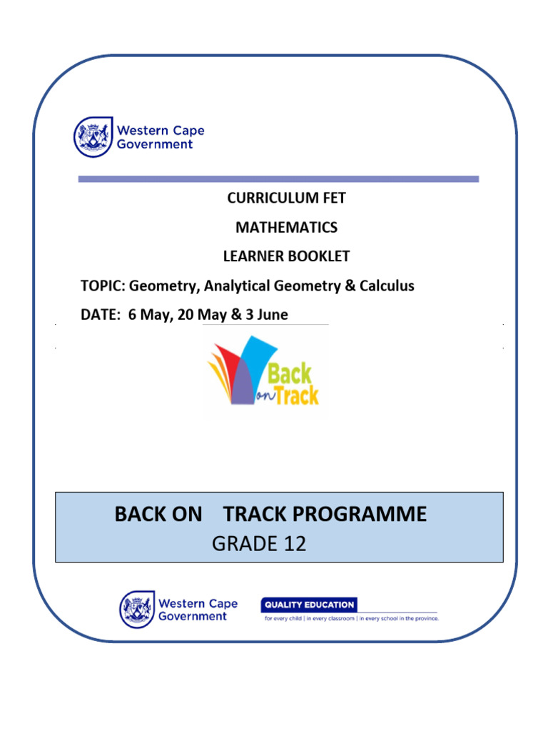 Grade 12 Geometry & Calculus Review | PDF | Line (Geometry) | Analytic ...