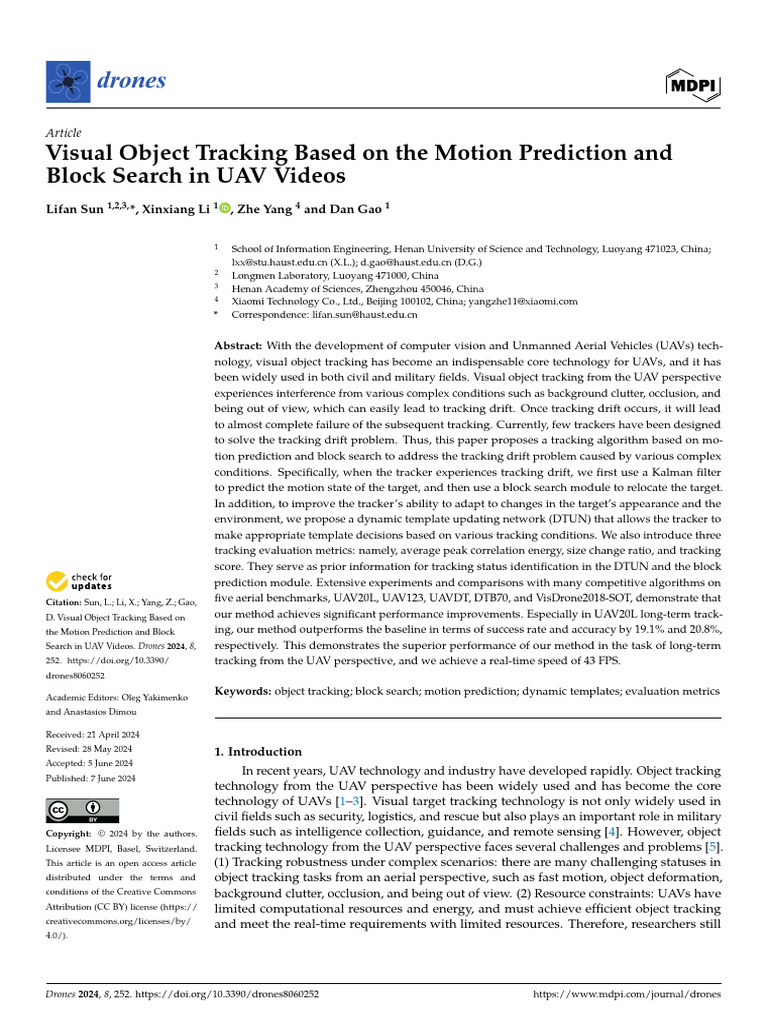 Visual Object Tracking Based On The Motion Predict Pdf Artificial 5048