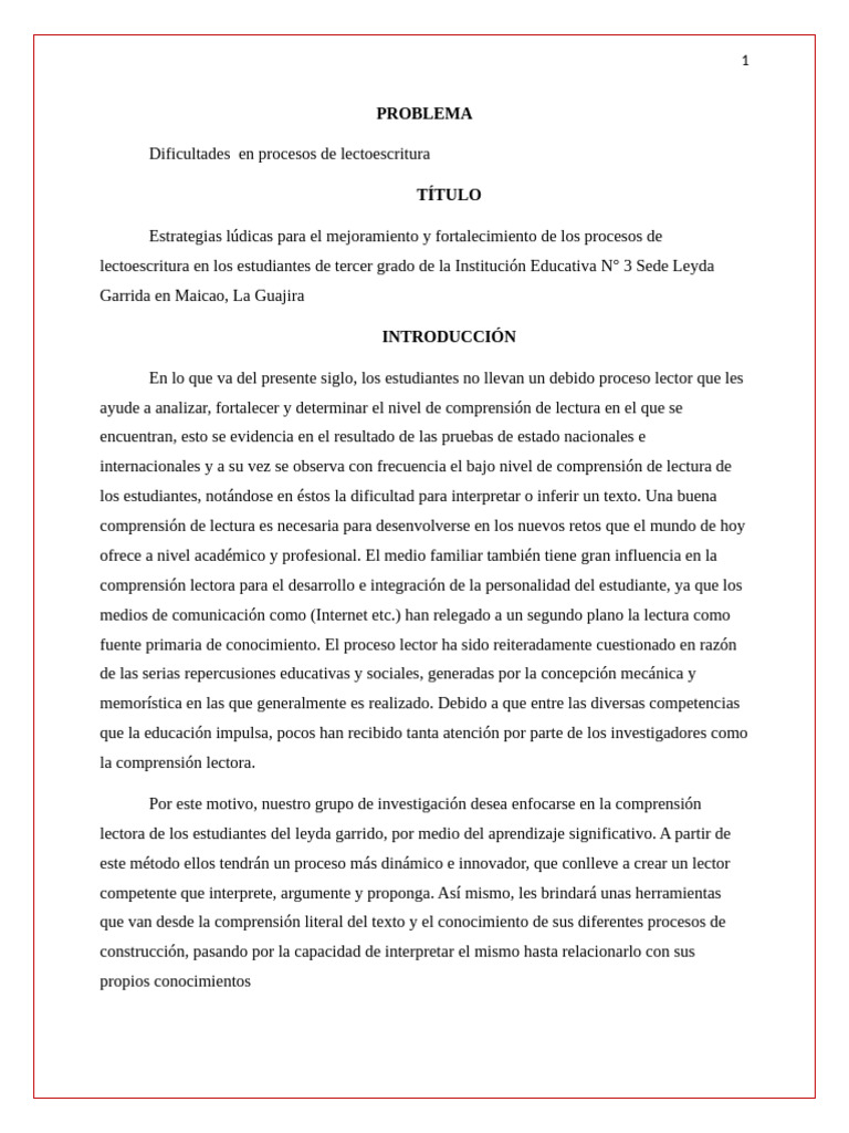 Adelantos de proyecto PPI | PDF | Aprendizaje | Literatura