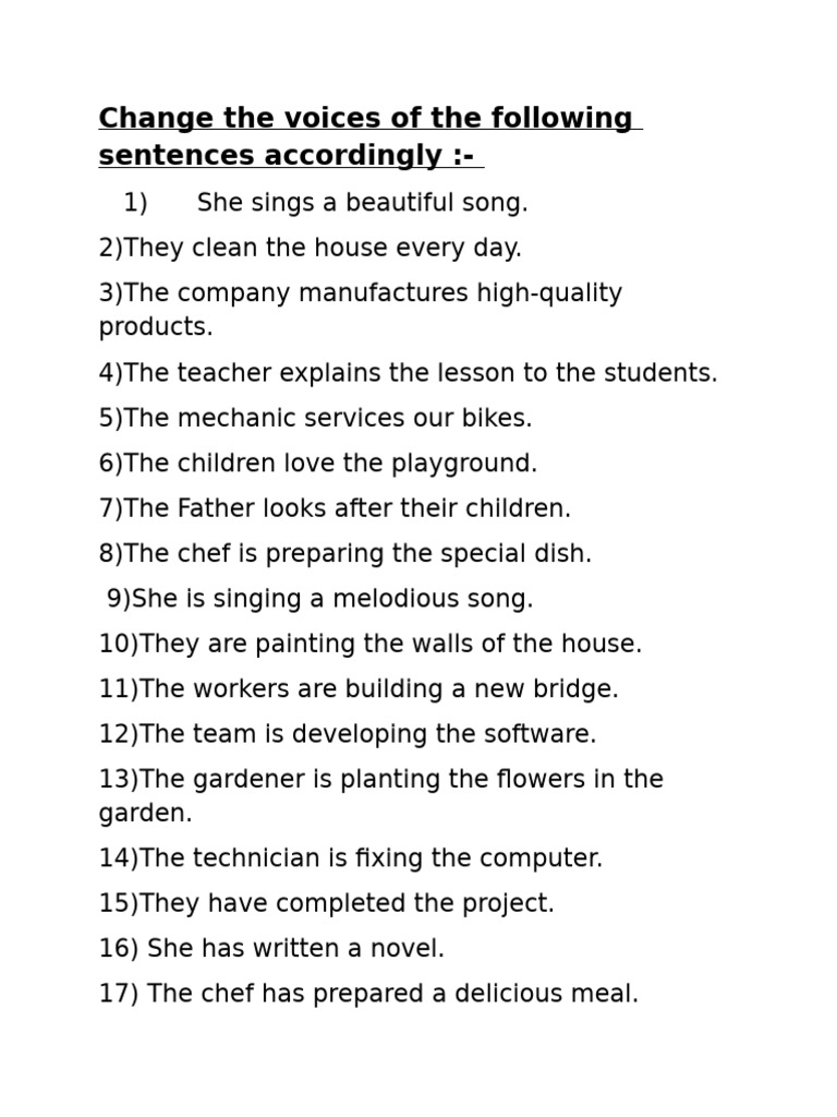 Voice Change Worksheet | PDF | Art