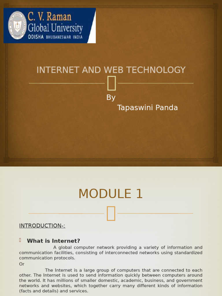 Internet and Web Technology Overview | PDF | Client–Server Model | World Wide Web
