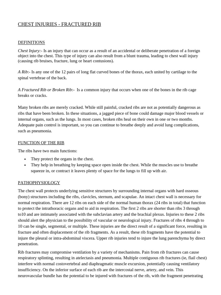 Chest Injuries - Fractured Rib | PDF | Thorax | Analgesic