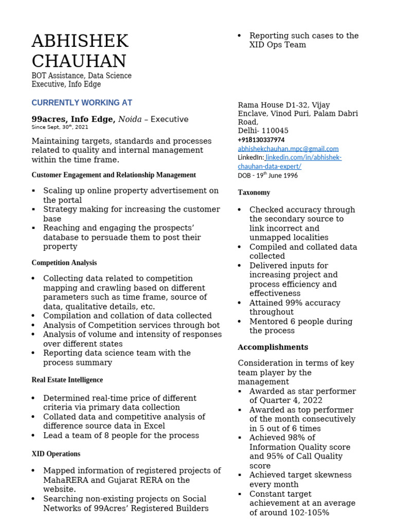 Abhishek Chauhan Resume | PDF | Computing | Information Technology