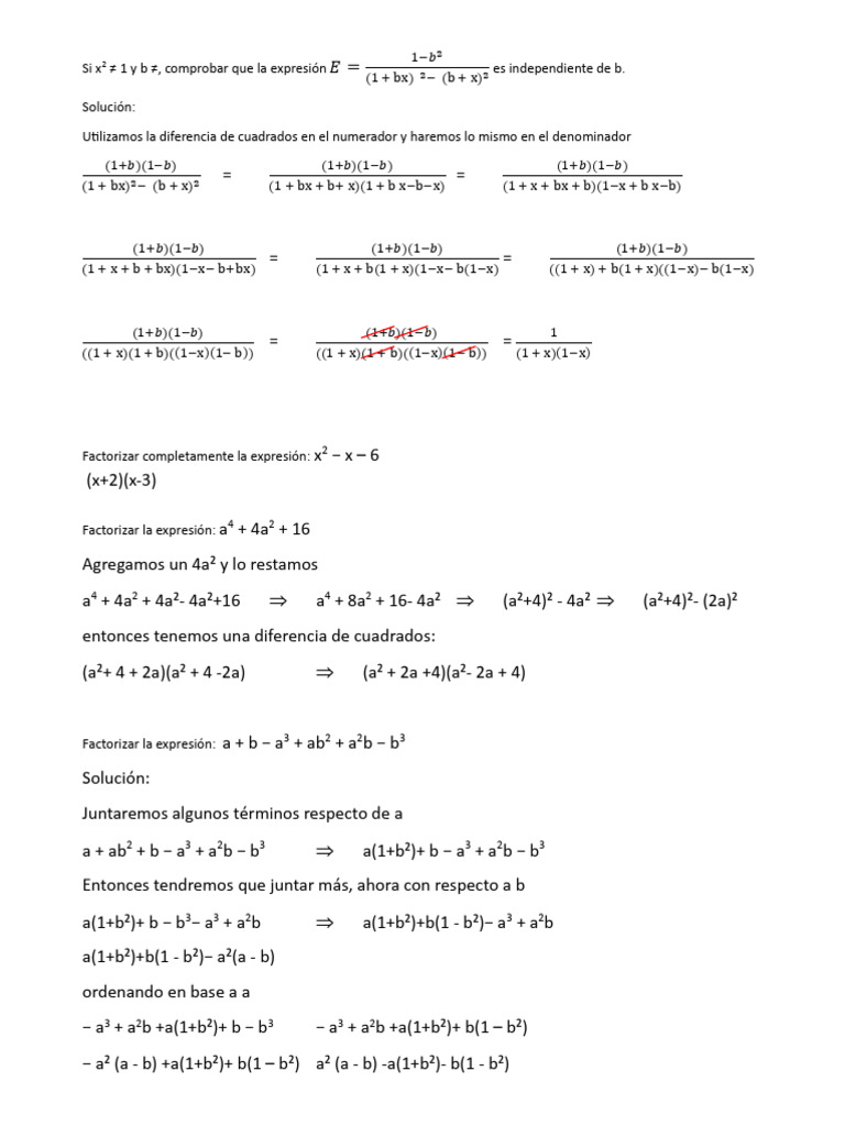 Sol | PDF | Factorización | Álgebra