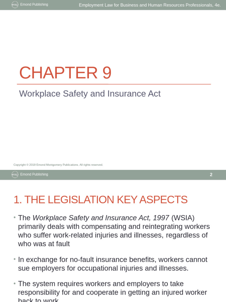 Chapt 9 - WSIA | PDF | Employment | Workers' Compensation