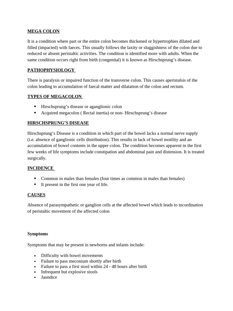 Hirschsprung's Disease Guide | PDF | Rectum | Constipation