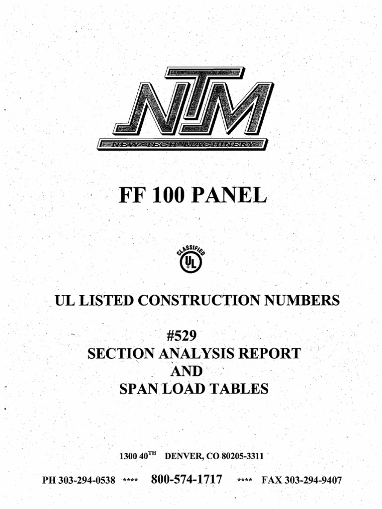 FF 100 Panel | PDF | Bending | Strength Of Materials