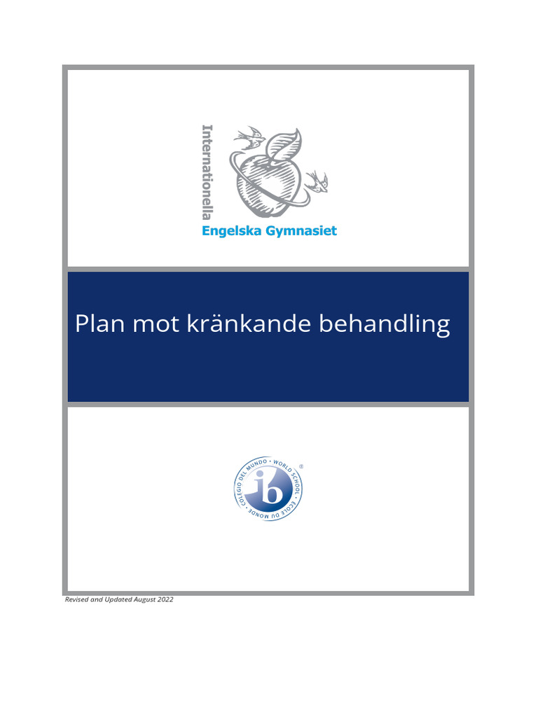 Plan mot kränkande behandling 2022_23 | PDF | Harassment | Discrimination