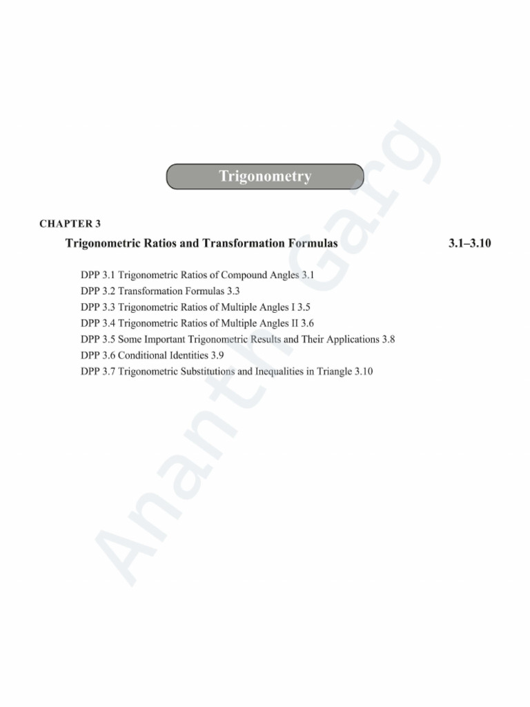 Trigonometric Ratios and Transformation Formulas DPP | PDF