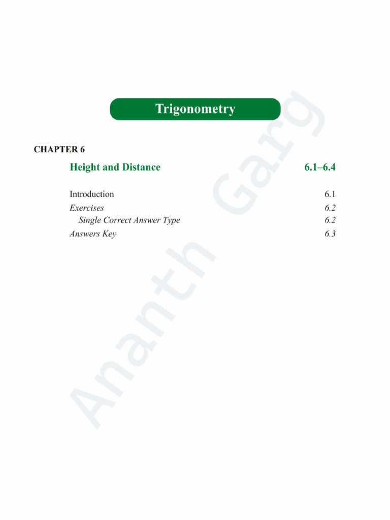 Height and Distance Chapter | PDF