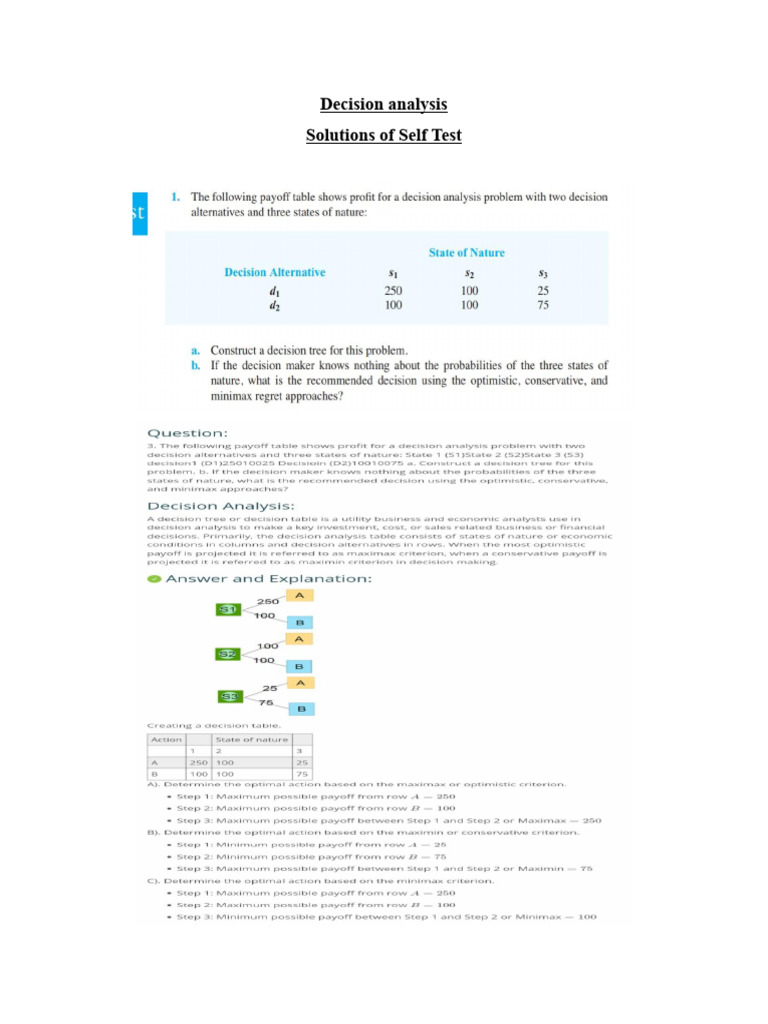 Decision Analysis Solutions | PDF