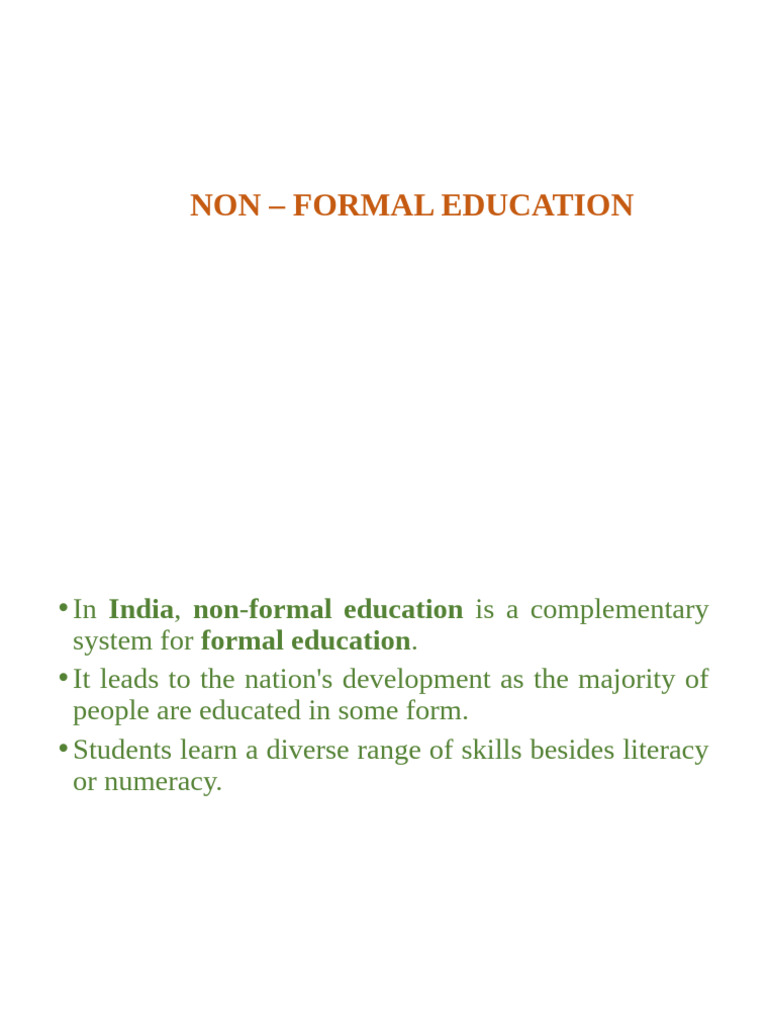 Characteristics of Non-Formal Education | PDF