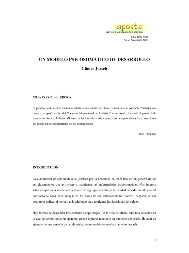 Un Modelo Psicosomático de Desarrollo | PDF | Hombre | Comportamiento