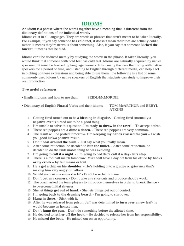3 - Idioms | PDF | Idiom | English Language