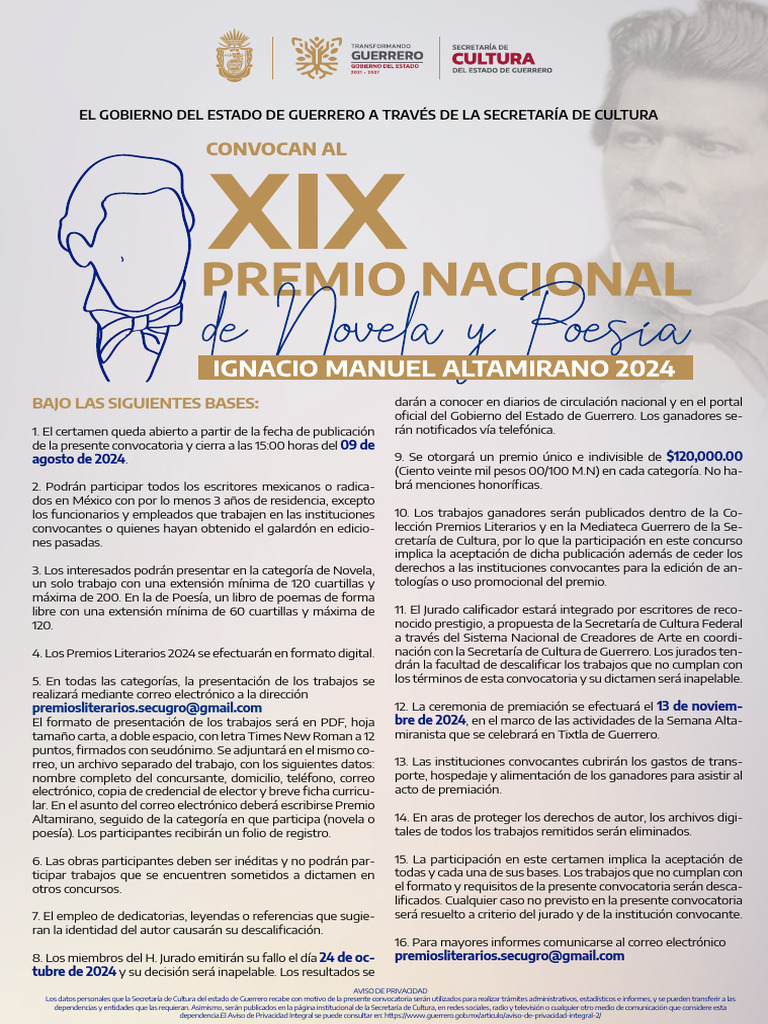 CONVO PREMIO ALTAMIRANO 2024 | PDF