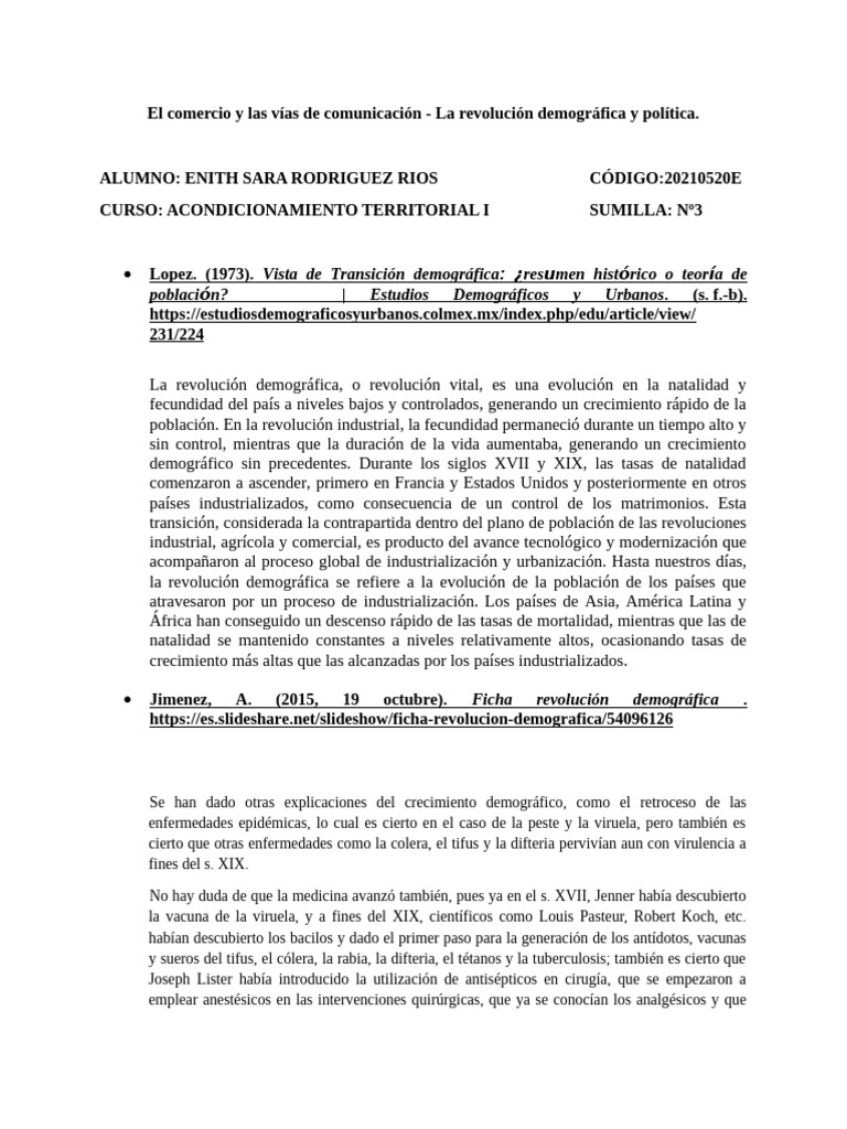 Sumilla 3 - Enith Sara Rodriguez Rios | PDF | Demografía | Economias