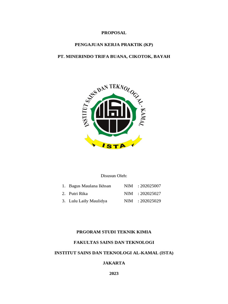 Proposal Kerja Praktik di PT Trifa Buana | PDF | Teknologi & Rekayasa