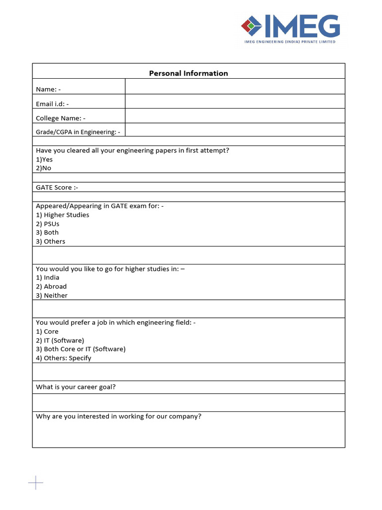 HR Interview Form | PDF