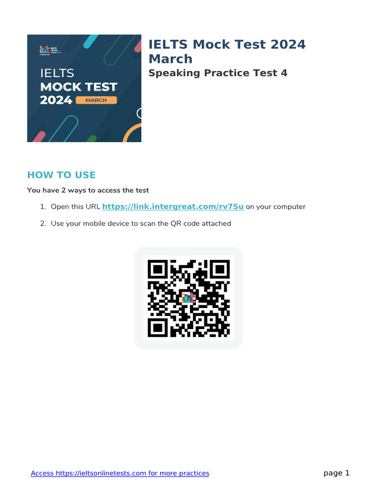 IELTS-Speaking Practice Test-Part 1 | PDF