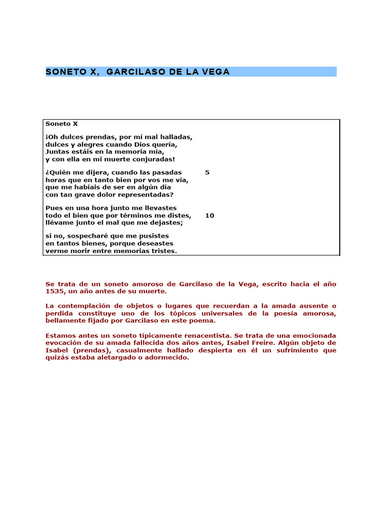 garcilaso de la vega_soneto X | PDF