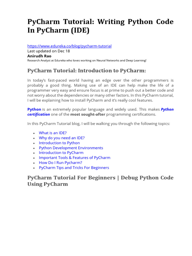 Python-PyCharm Tutorial | PDF | Python (Programming Language ... Python-PyCharm Tutorial | PDF | Python (Programming Language ...