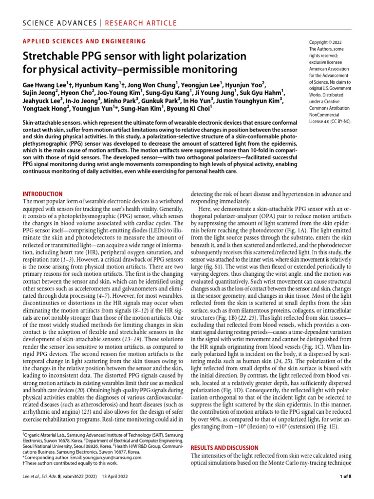 Stretchable PPG Sensor With Light Polarization For | PDF | Polarization ...