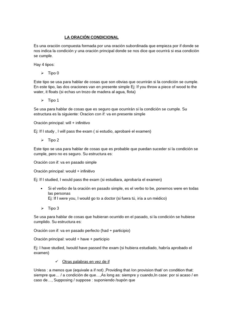 La Oración Condicional | PDF