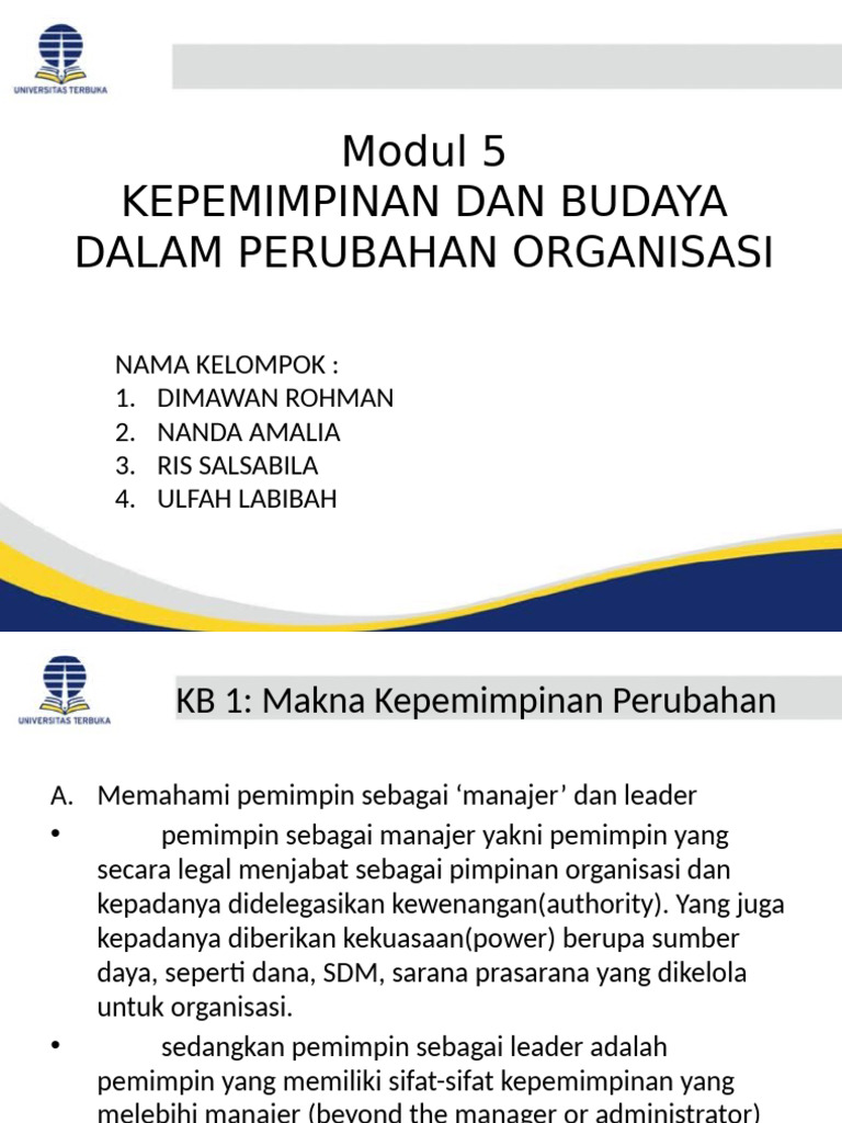 Modul 5 Manajemen Perubahan 2 | PDF | Pengembangan Diri | Sains & Matematika
