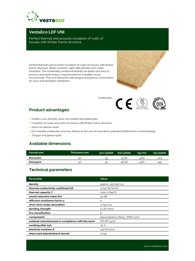 VestaEco LDF UNI - EN | PDF | Home & Garden | Science & Mathematics