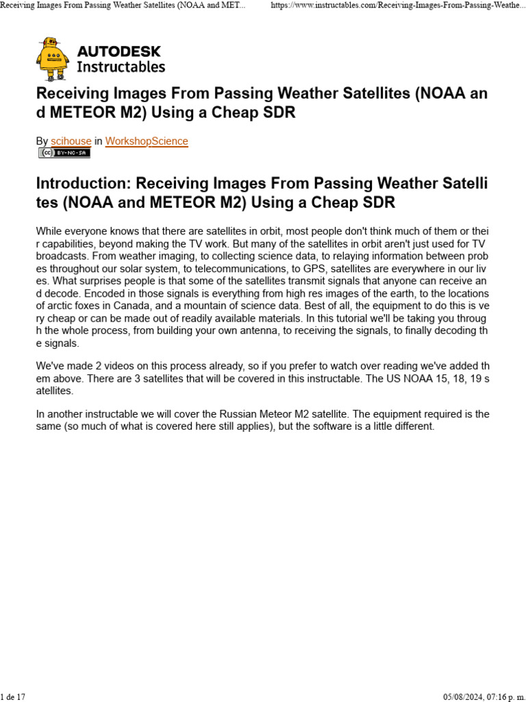 Receiving Images From Passing Weather Satellites (NOAA and METEOR M2 ...