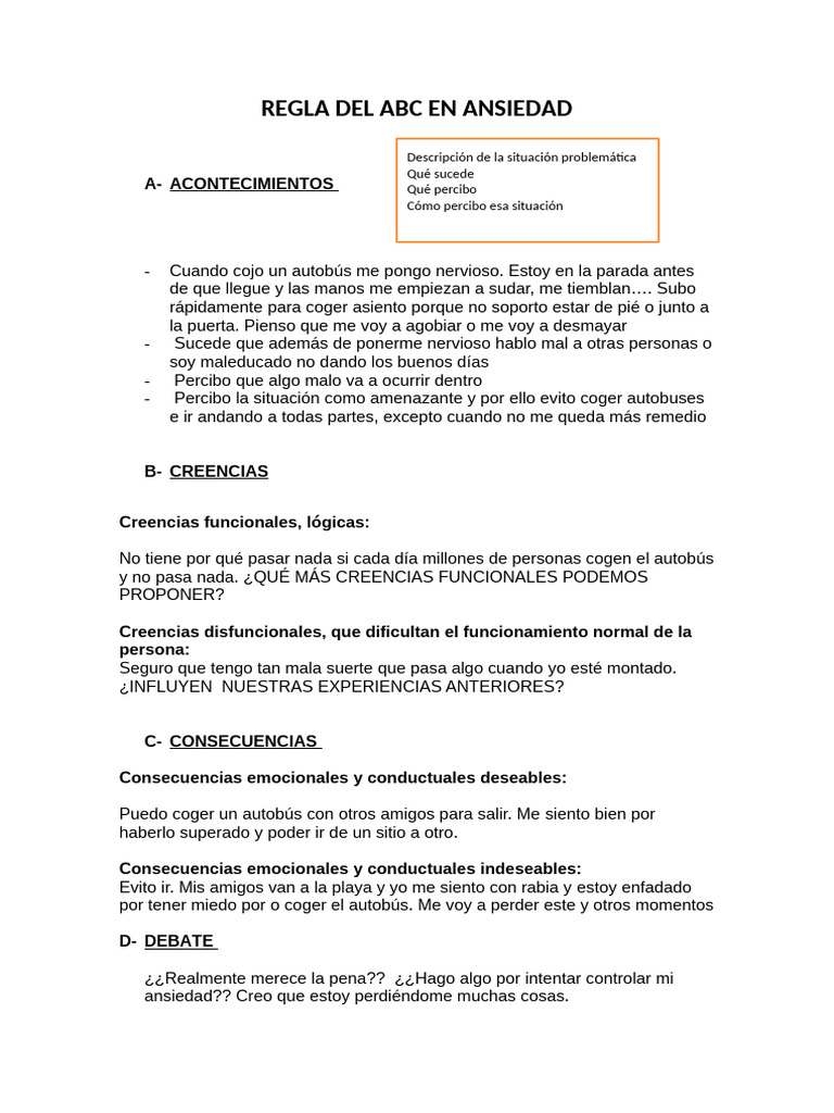 Regla Del Abc en Ansiedad | PDF