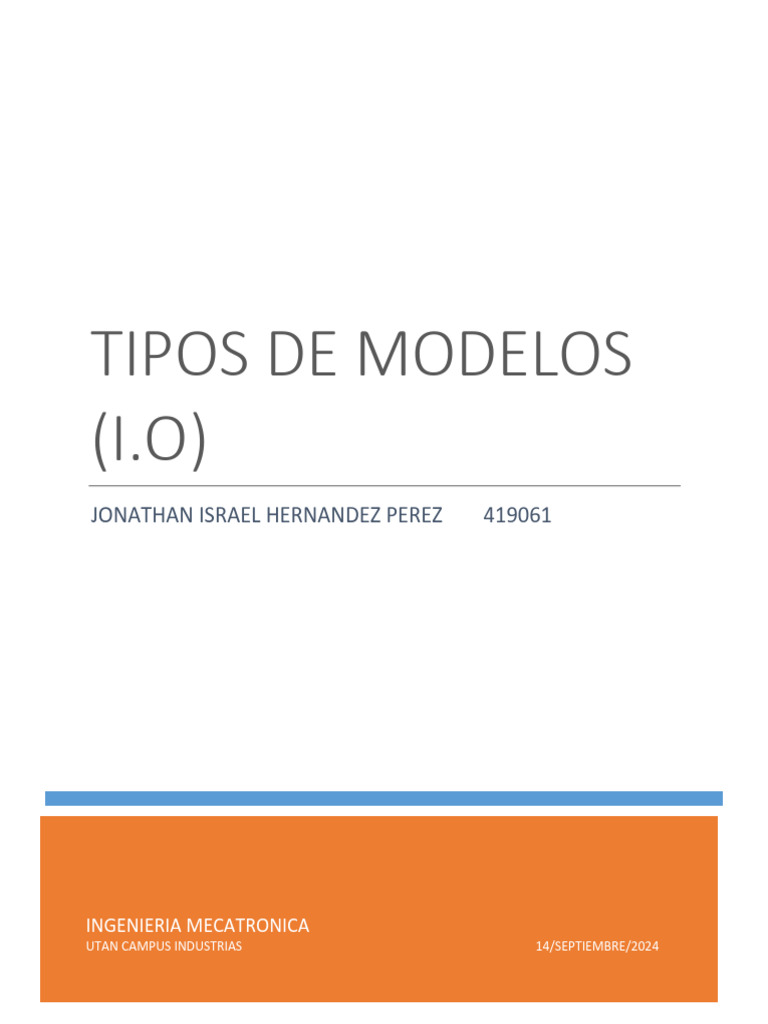 Tipos de Modelo (I.o) 14-09-2024 | PDF | Simulación | Proceso estocástico