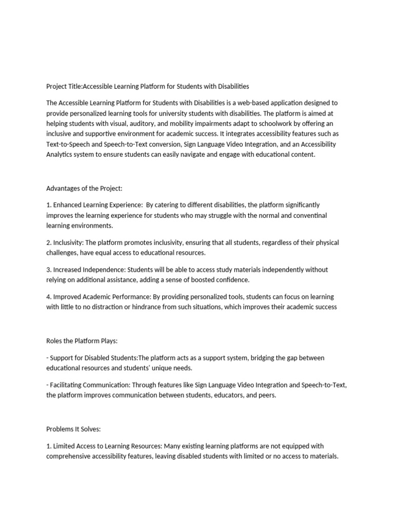 Project Topic Disabilities | PDF | Accessibility | Disability