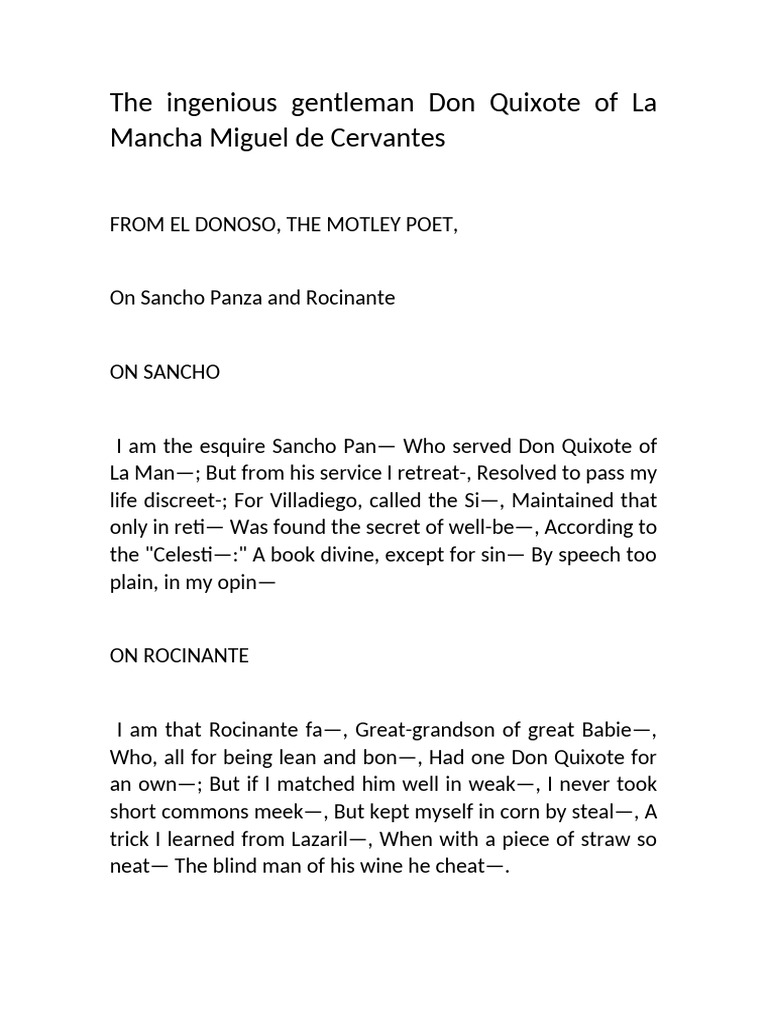 don quijote english | PDF | Don Quixote | Comedy Novels