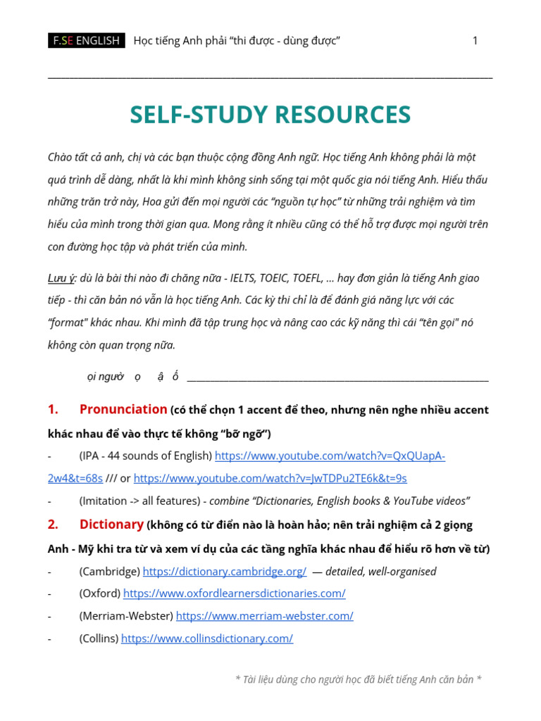 Self Study Resources f.se English | PDF
