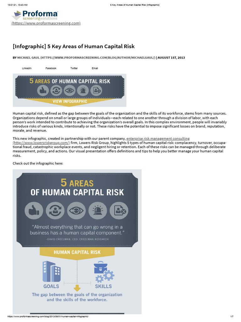 5 Key Areas of Human Capital Risk (Infographic) | PDF | Human Capital ...