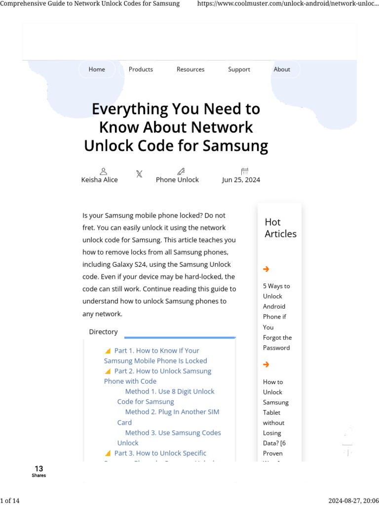 Comprehensive Guide To Network Unlock Codes For Samsung | PDF | Android ...
