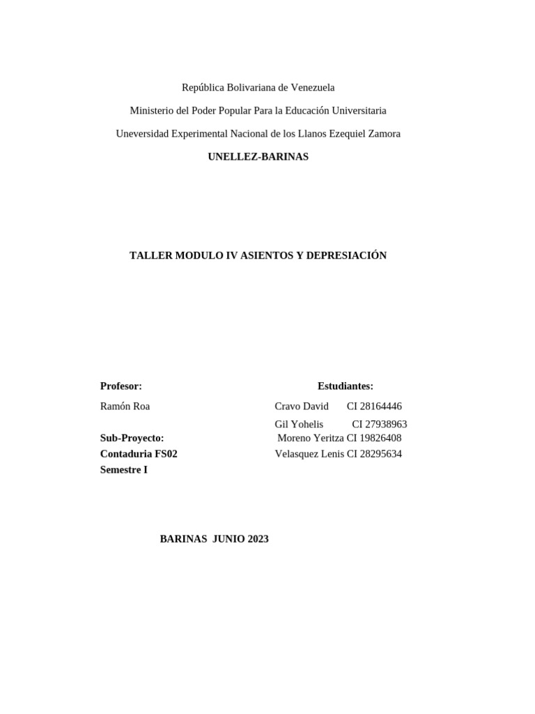 TALLER MODULO IV | PDF | Depreciación | Servicios financieros