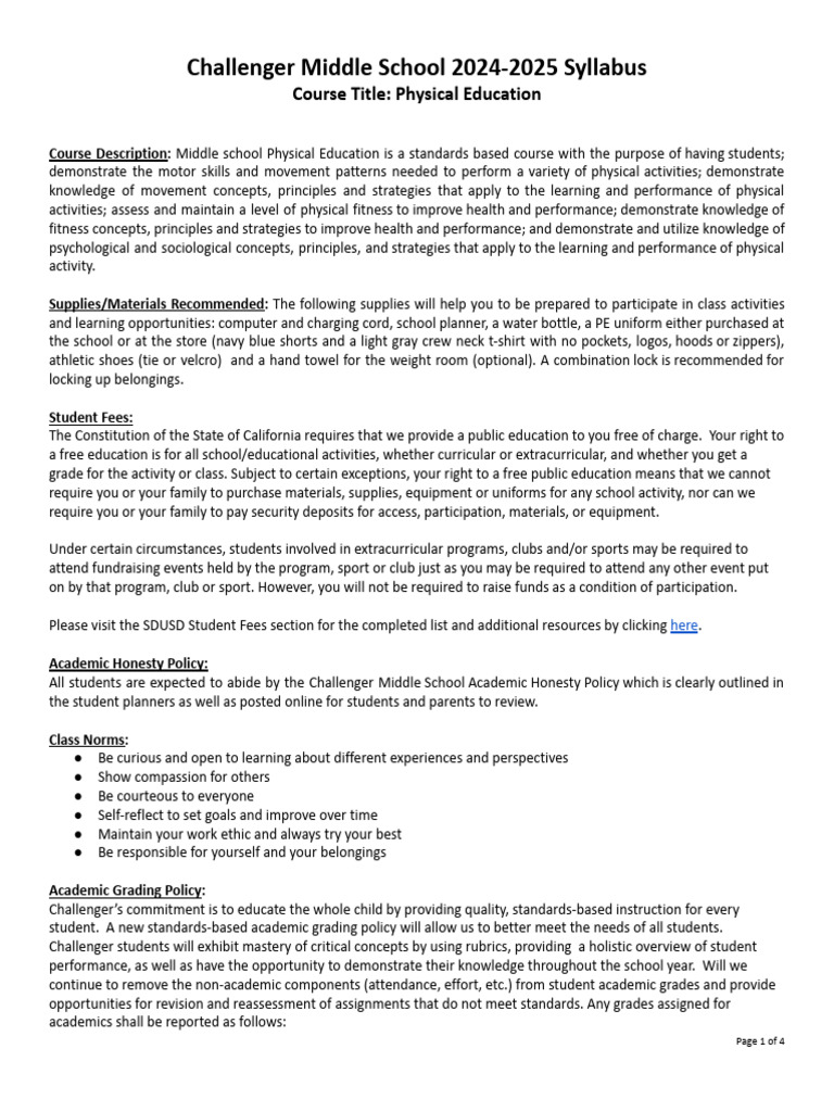 Valeria ValenzuelaAldeco - PE Common Course Syllabus 2024-2025 | PDF ...