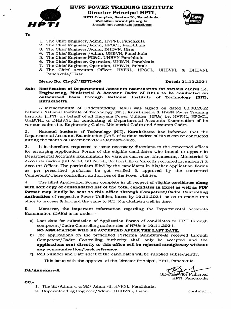 CONTENTS - Notices - 425 - CH 08 HPTI 469 (Notification DAE 2024-25) 21 ...